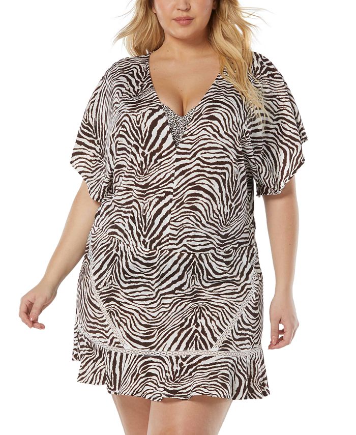 Coco Reef Plus Size Adorn Animal-Print Swim Cover-Up Dress - Macy's