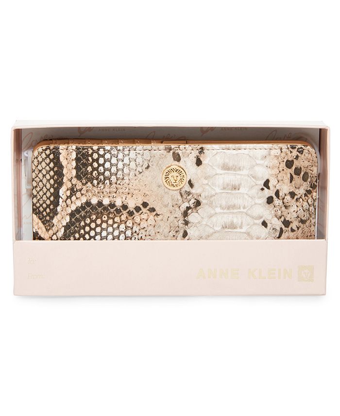 Anne Klein Boxed Snake Print Slim Bifold Wallet - Macy's