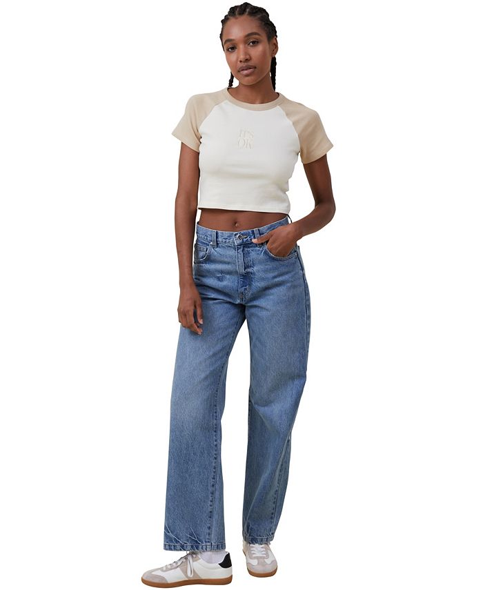 COTTON ON Women's Micro Fit Rib Raglan Graphic T-shirt - Macy's