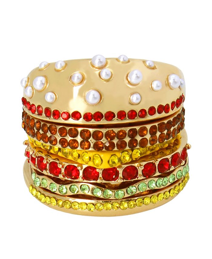 Betsey Johnson Faux Stone Hamburger Stackable Ring Set - Macy's