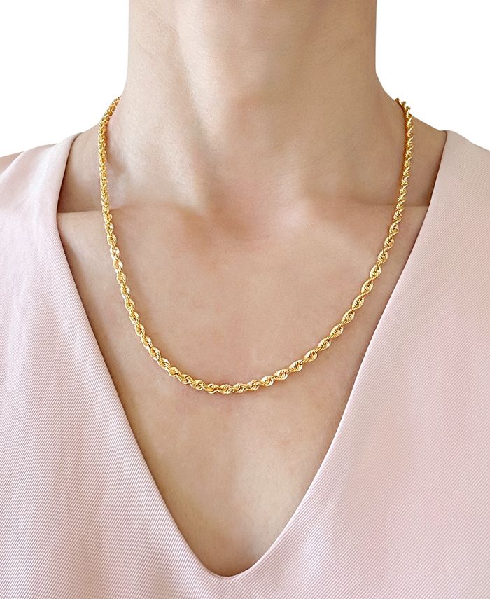 Macy's Sparkle Rope Link 22" Chain Necklace (3-5/8mm) in 14k Gold - Macy's