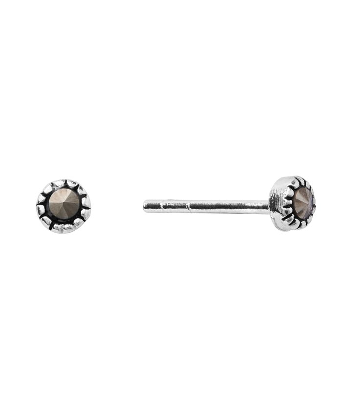 Essentials Marcasite Set in Silver Plated Stud Earring - Macy's