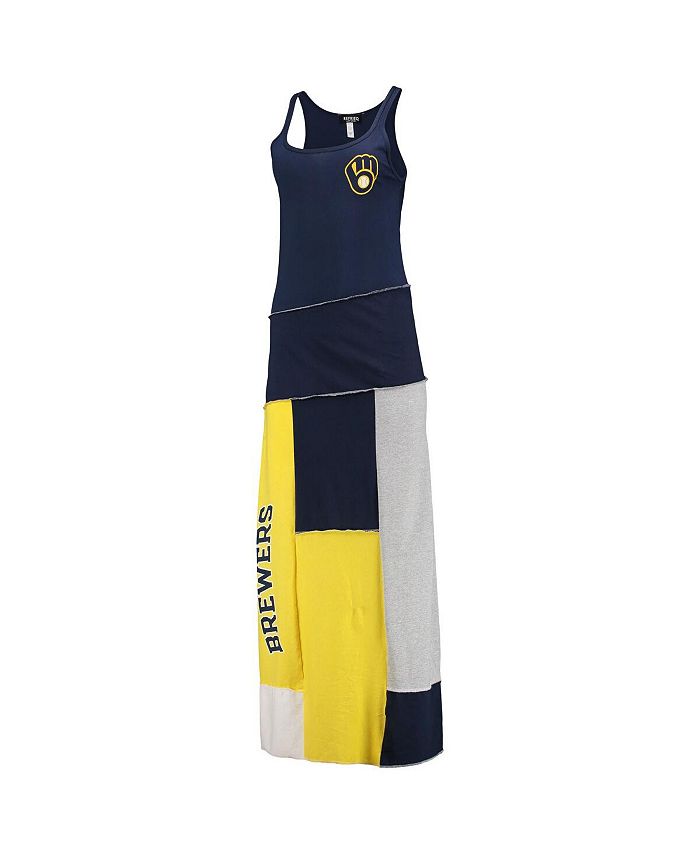 Refried Apparel Women's Navy, Gold Milwaukee Brewers Scoop Neck Maxi ...
