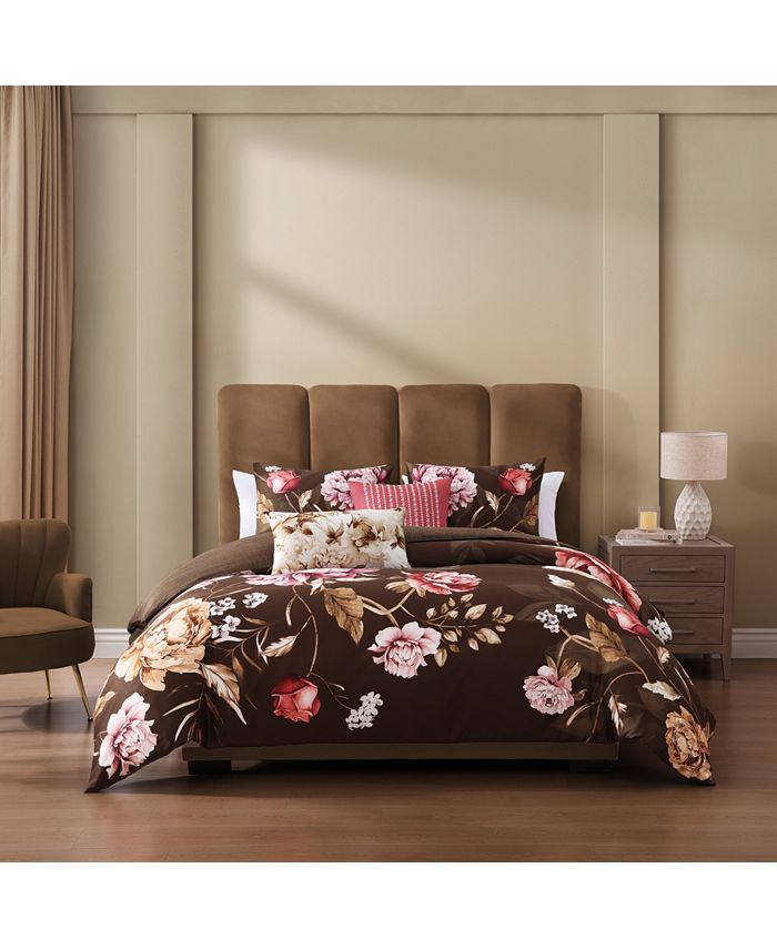 Bebejan Floral Garden Chocolate Brown Bedding 100% Cotton 230 Thread ...