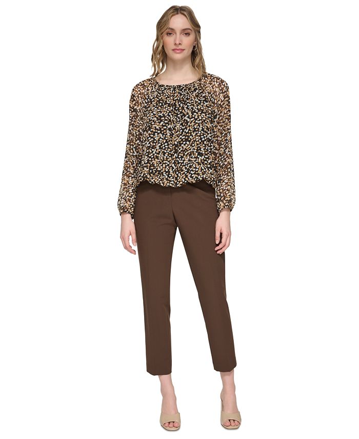 Calvin Klein Women's Long-Sleeve Elastic-Hem Top - Macy's