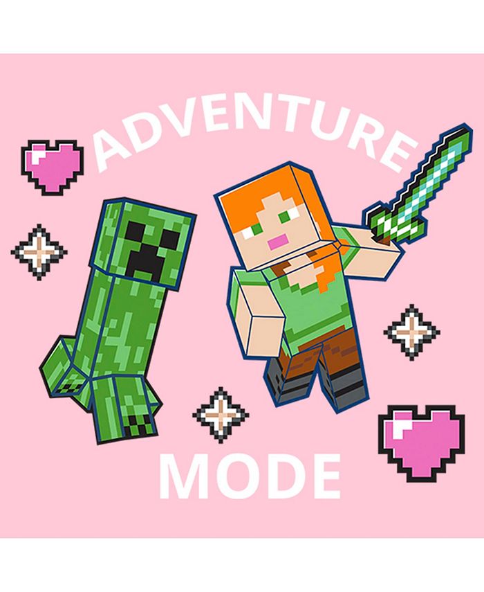 Microsoft Girl's Minecraft Adventure Mode Alex and Creeper Child T-Shirt - Macy's