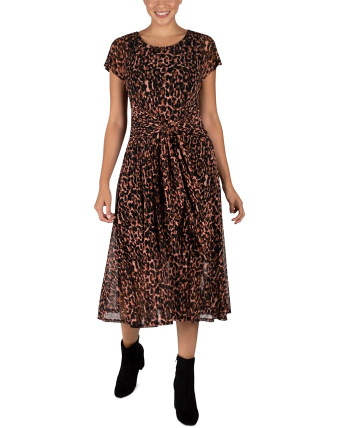 Robbie Bee Women's Tie-Waist Short-Sleeve Midi Dress - Macy's