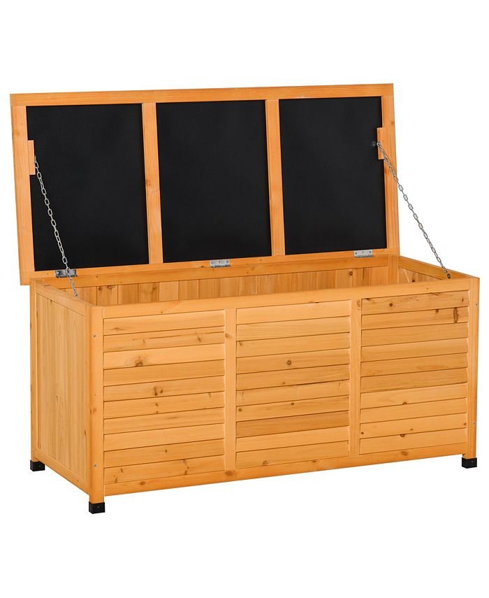 Outsunny 75 Gallon Wooden Deck Box, Outdoor Storage Container with ...