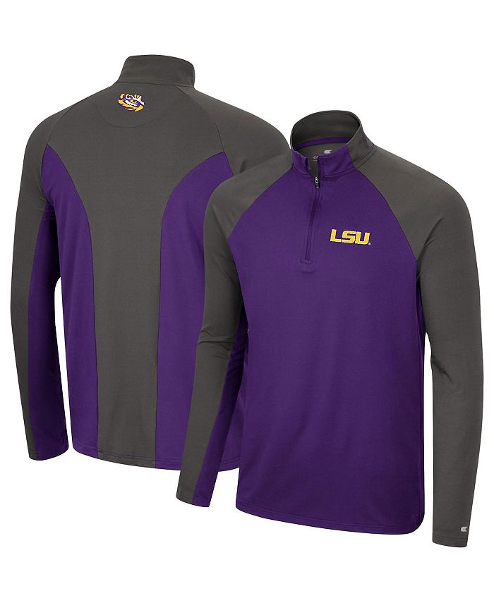 Colosseum Men's Purple, Charcoal LSU Tigers Two Yutes Raglan Quarter ...