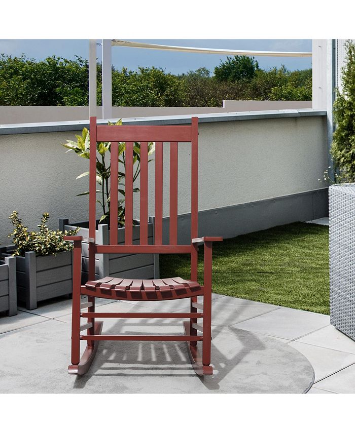 Outsunny Outdoor Rocking Chair, Wooden Rustic High Back All Weather ...