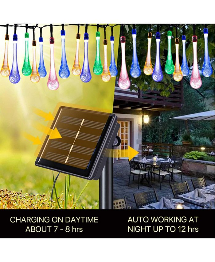 SonicGrace Solar Powered Water Drop String Light - Macy's