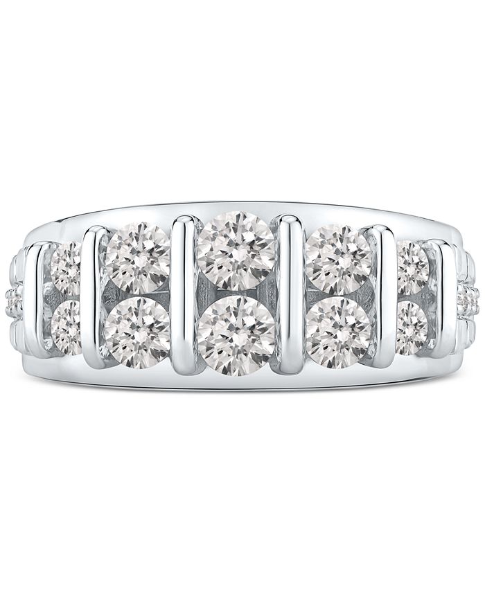 Macy's Men's Diamond Graduated Column Band (2 ct. t.w.) in 10k White ...