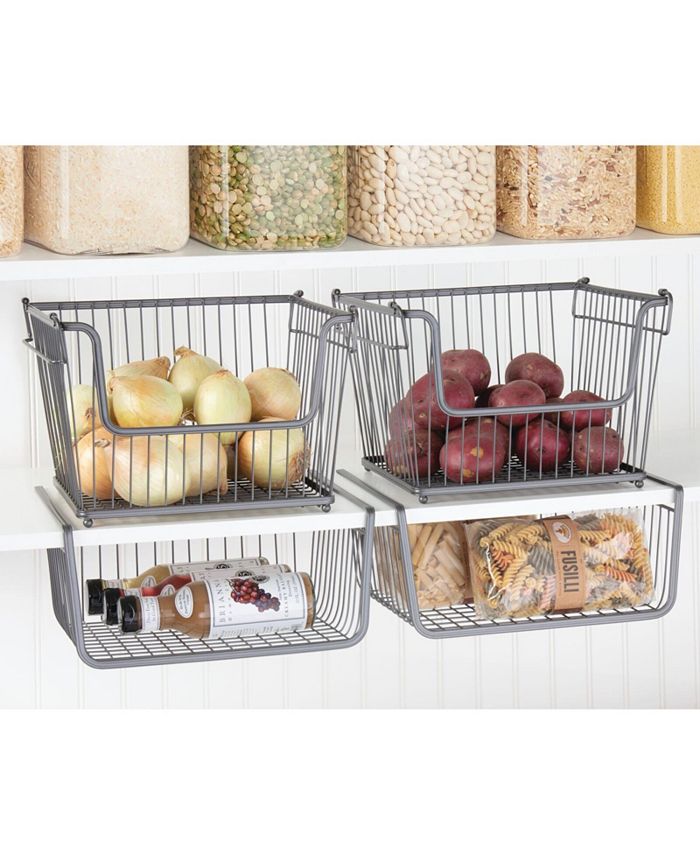 mDesign Stackable Storage Basket with Handles, 6 Pack - Macy's