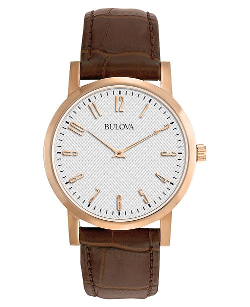 Bulova Men's Brown Leather Strap Watch 38mm 97A106 - Watches - Jewelry ...