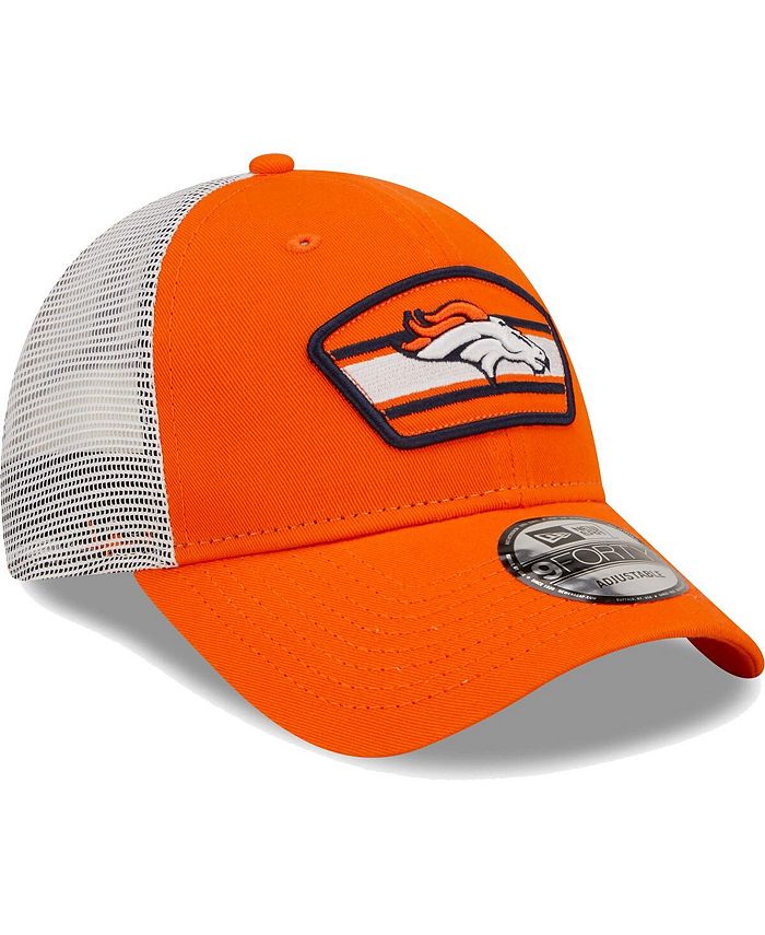 New Era Men's Orange and White Denver Broncos Logo Patch Trucker 9FORTY ...