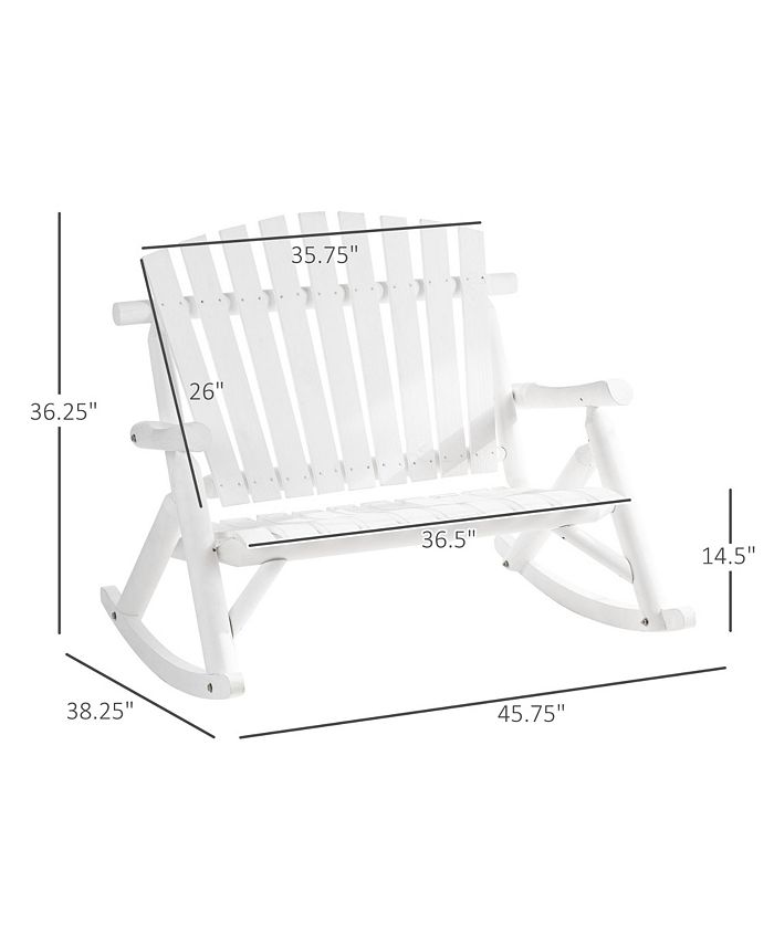 Outsunny 2-Seat Porch Rocking Chair, Oversized Rustic Log Adirondack ...