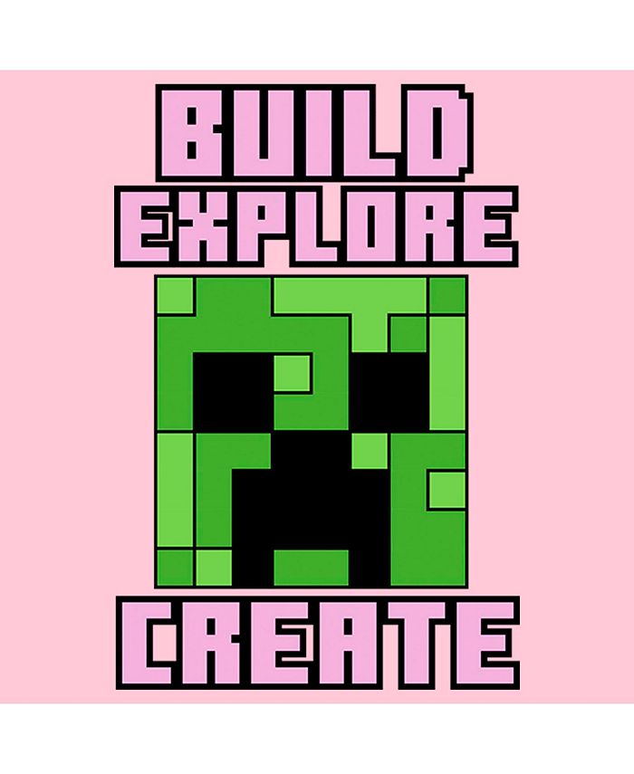 Microsoft Girl's Minecraft Creeper Face Build Explore Create Child T ...