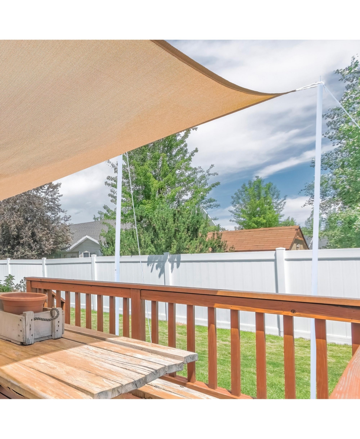 Outsunny Sun Sail Shade Canopy Adjustable Installation Pole/Pipe Kit ...