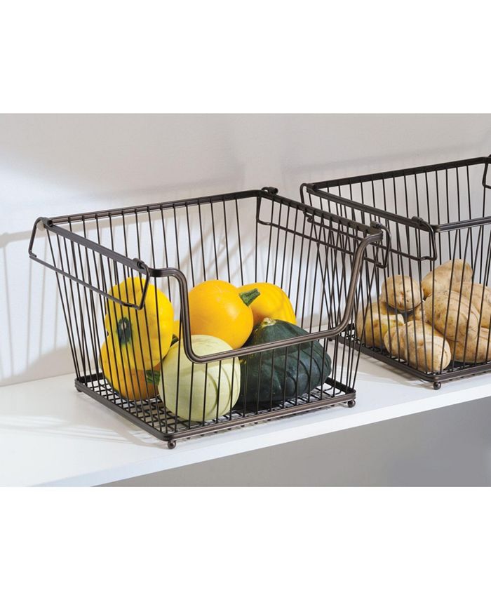 mDesign Stackable Storage Basket with Handles, 3 Pack - Macy's