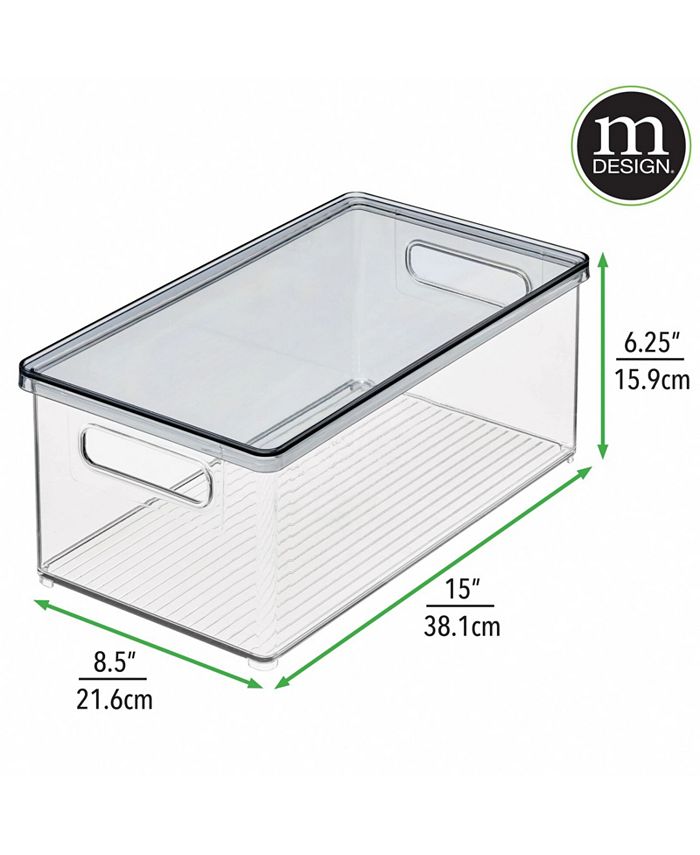 mDesign Plastic Stackable Kitchen Storage Box, Handles, Lid, 4 Pack ...