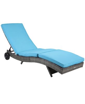 Outsunny Reclining Chaise Lounge Chair, Thickly Cushioned, Rolling ...