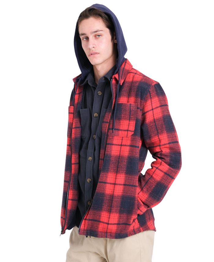 Brooklyn Cloth Men's Machine Washable Polyester / Cotton Flannel Hooded ...