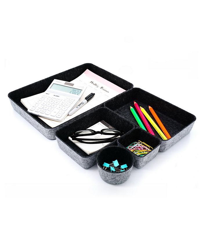 Welaxy Felt 5 Piece Desk and Drawer Organizer Bin Set - Macy's