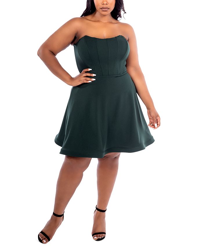 B Darlin Trendy Plus Size Strapless Bustier Dress - Macy's