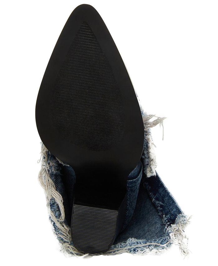 Steve Madden Women's Livvy Distressed Denim Fold-Over Cuffed Cowboy ...
