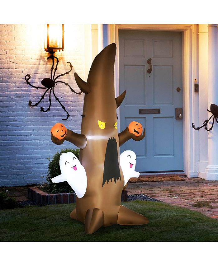Outsunny 5ft Inflatable Halloween Ghost Tree with Smiling Ghost and ...
