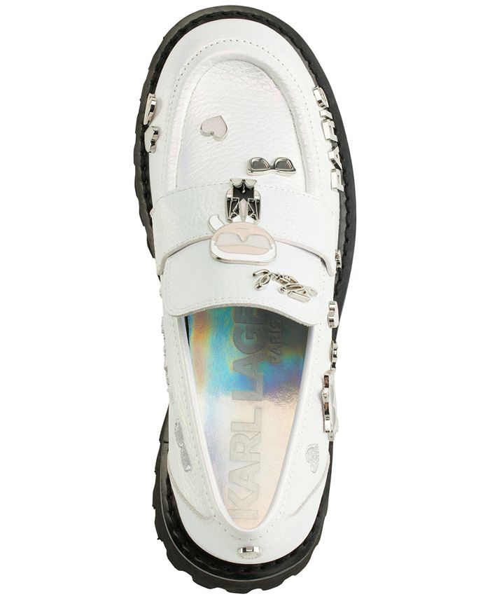 KARL LAGERFELD PARIS Women's Gaston Embellished Slip-On Lug Loafer ...