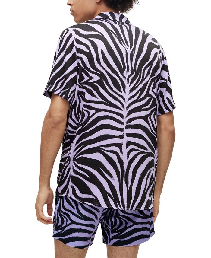 Hugo Boss Men's Ellino Regular-Fit Zebra-Print Shirt - Macy's