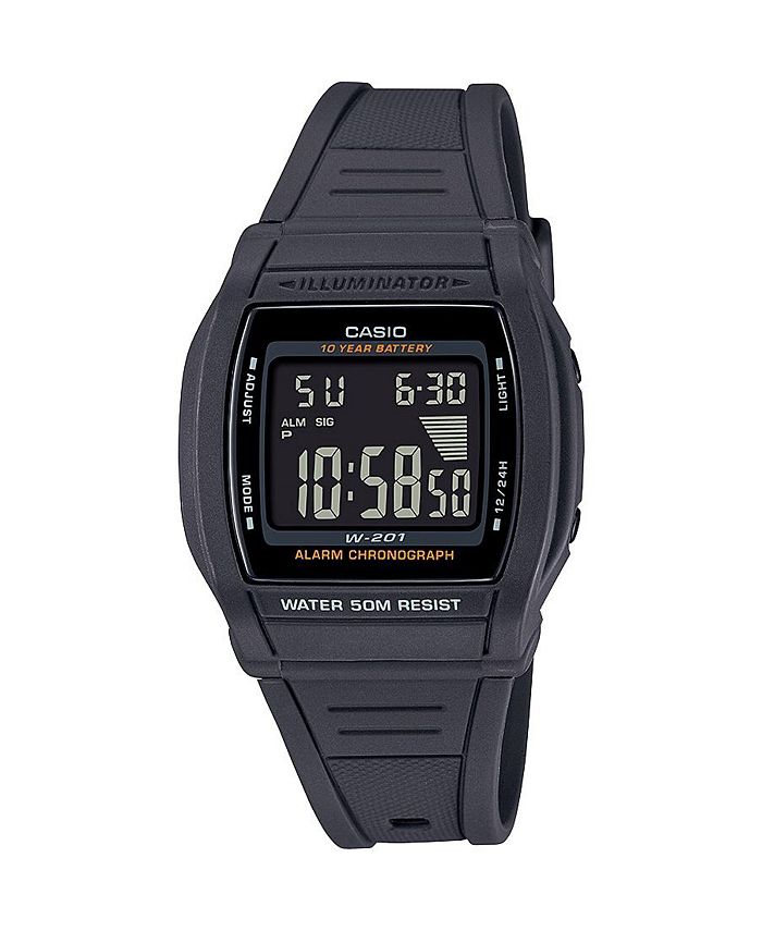 Casio Men's Digital Quartz Gray Resin Watch 36mm, W201-1BV - Macy's