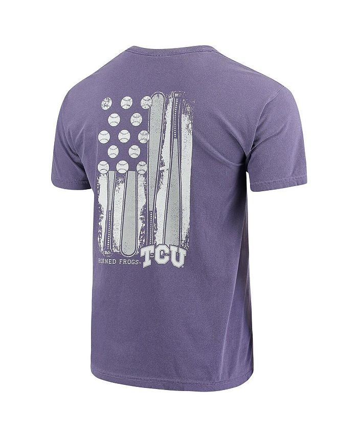 Image One Mens Purple Tcu Horned Frogs Baseball Flag Comfort Colors T