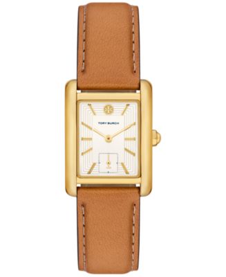 Tory Burch Women's The Eleanor Luggage Leather Strap Watch 25mm - Macy's