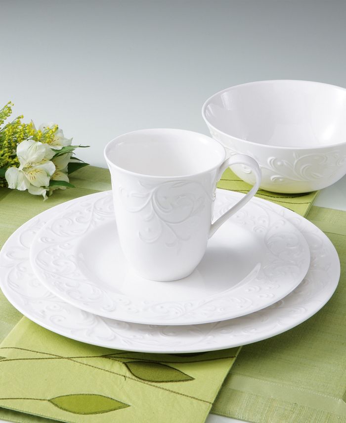 Lenox Opal Innocence Carved 4-Piece Dinner Plate Set - Macy's