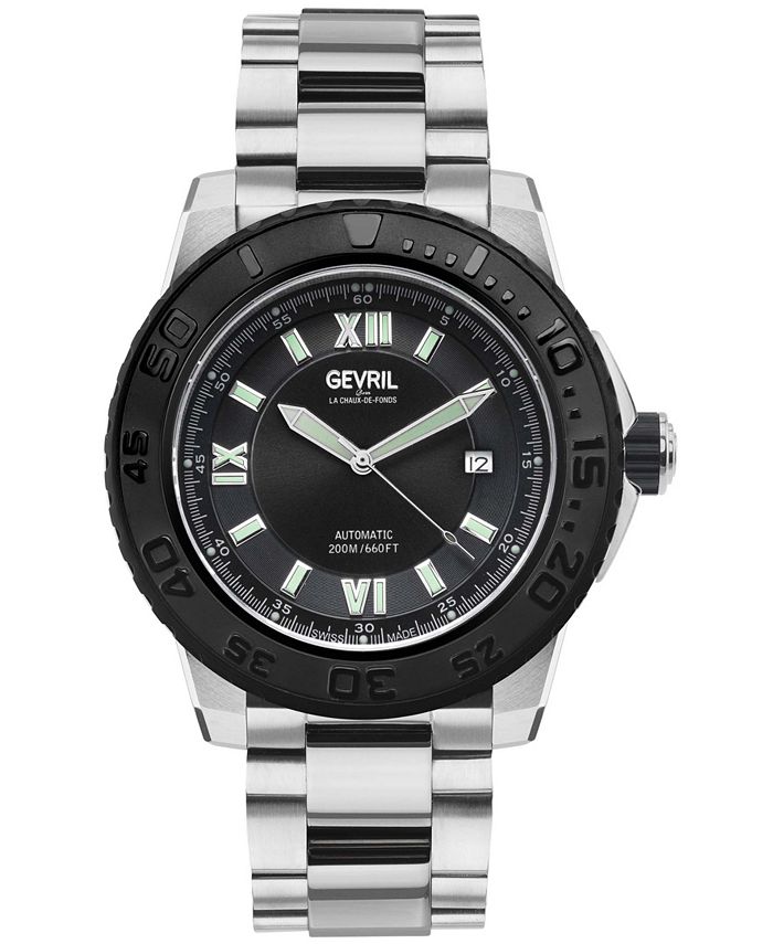 Gevril Men's Seacloud Swiss Automatic Silver-Tone Stainless Steel Watch ...