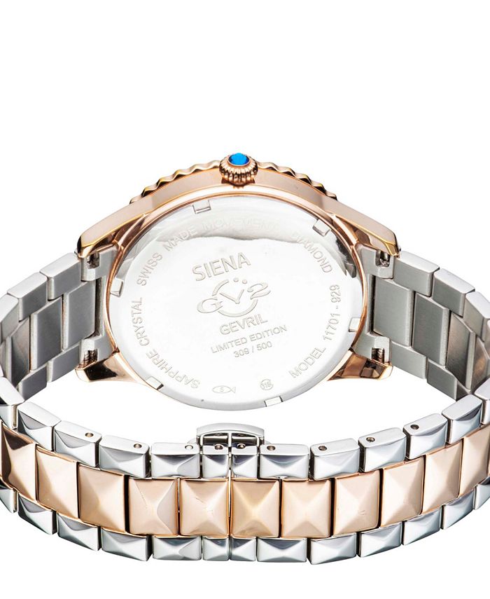 GV2 by Gevril Women's Siena Swiss Quartz Two-Tone Stainless Steel Watch ...