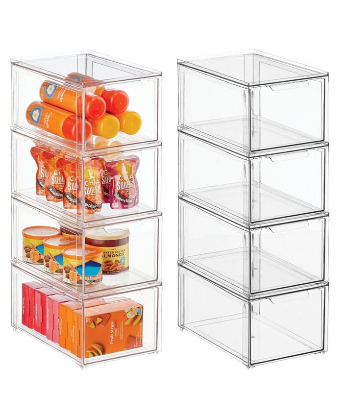 mDesign Stackable Kitchen Storage Bin Box with Pull-Out Drawer, Small ...