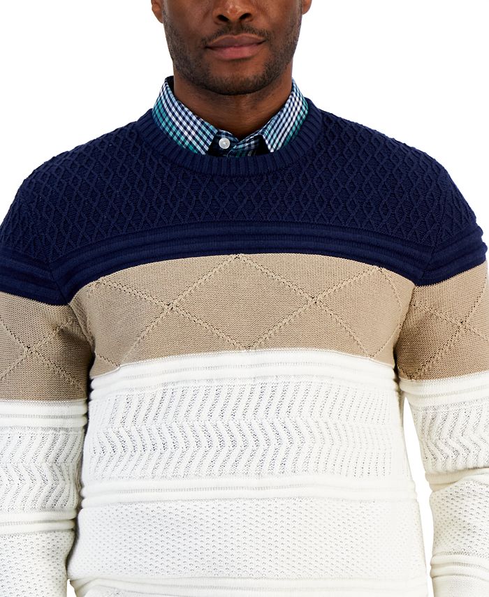 Club Room Men's Mixed Colorblock Sweater, Created for Macy's - Macy's