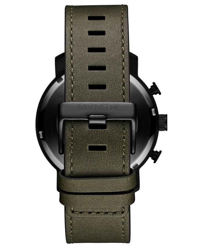 MVMT Men's Chronograph Green Leather Strap Watch 45mm - Macy's