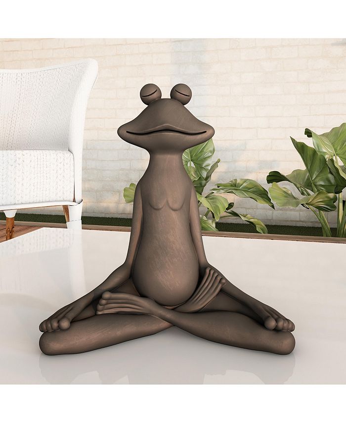 Pure Garden Meditating Frog Garden Statue - Zen Yoga Resin Toad ...