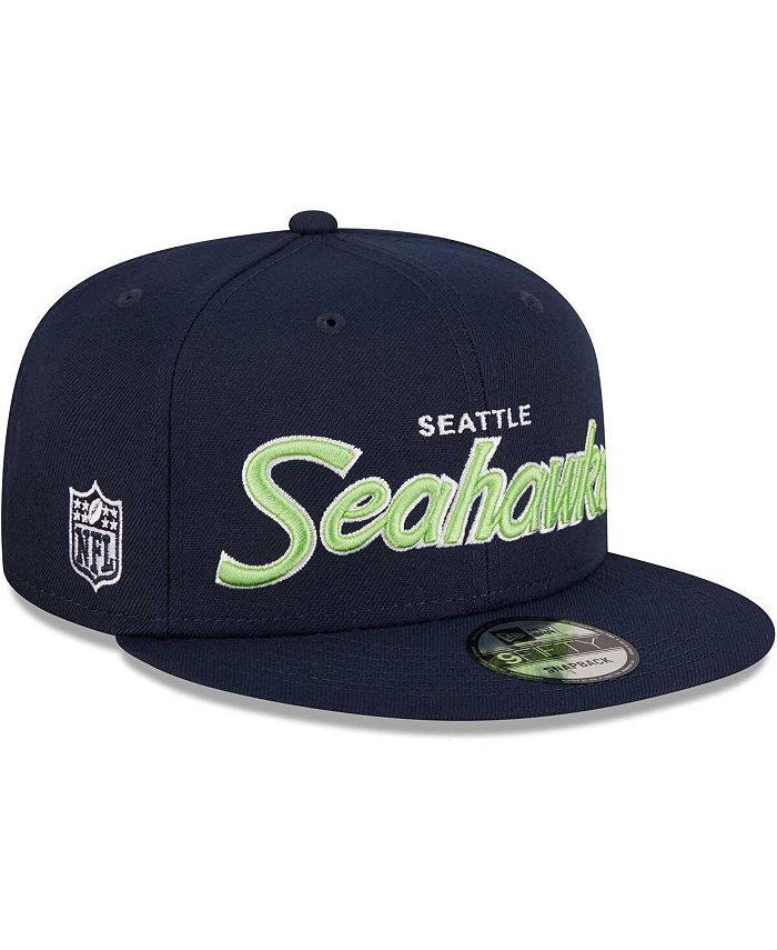 New Era Men's College Navy Seattle Seahawks Script 9FIFTY Snapback Hat ...