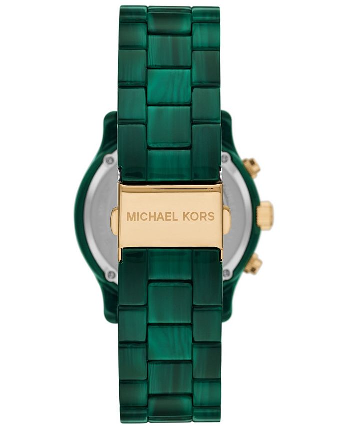 Michael Kors Women's Runway Quartz Chronograph Malachite Green Acetate ...