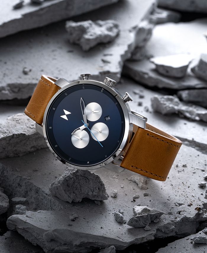 MVMT Men's Chronograph Tan Leather Strap Watch 45mm - Macy's