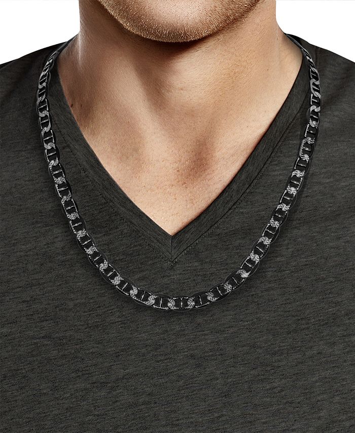Macy's Men's Mariner Link 22" Chain Necklace (10mm) in Black Ruthenium ...