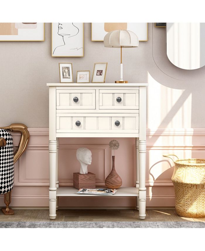 Simplie Fun Narrow Console Table, Slim Sofa Table With Three Storage ...