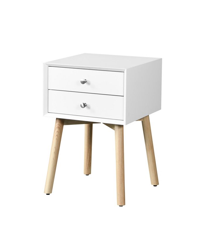 Simplie Fun Side Table, Bedside Table With 2 Drawers And Rubber Wood ...