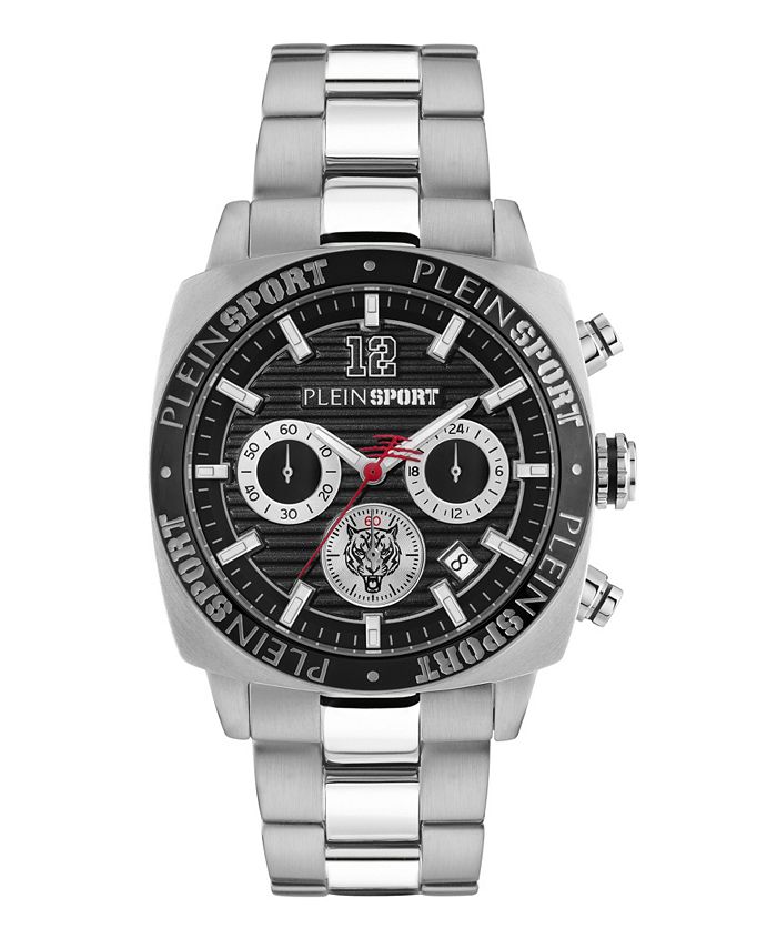 Plein Sport Men's Wildcat Silver-Tone Stainless Steel Bracelet Watch ...