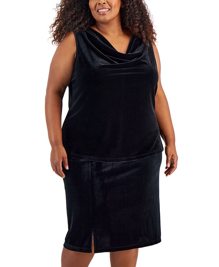 Kasper Plus Size Velvet Draped-Front Sleeveless Top - Macy's
